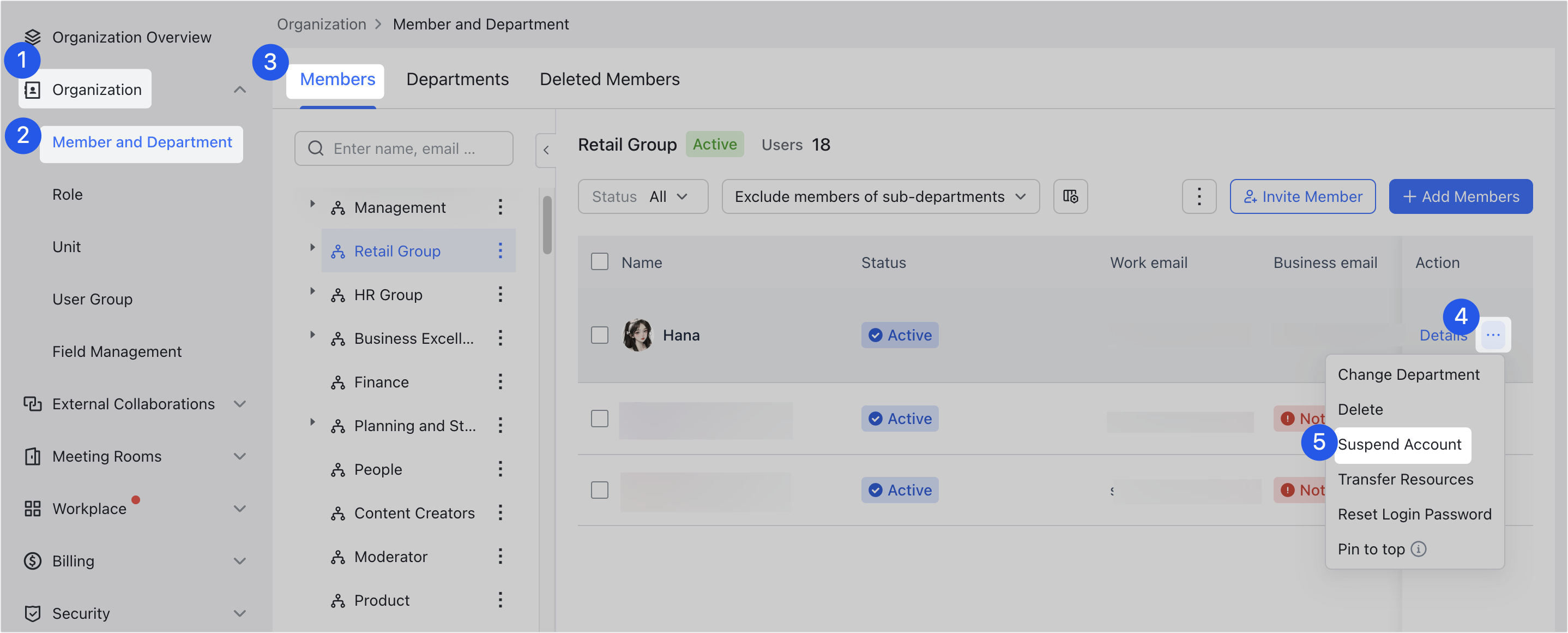 Admin | Suspend a member's account
