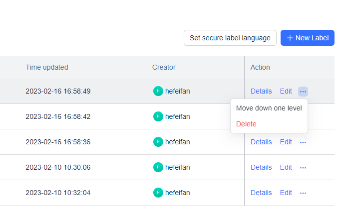 Set secure labels for Docs