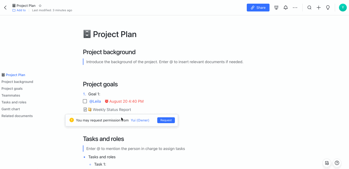Request document permission