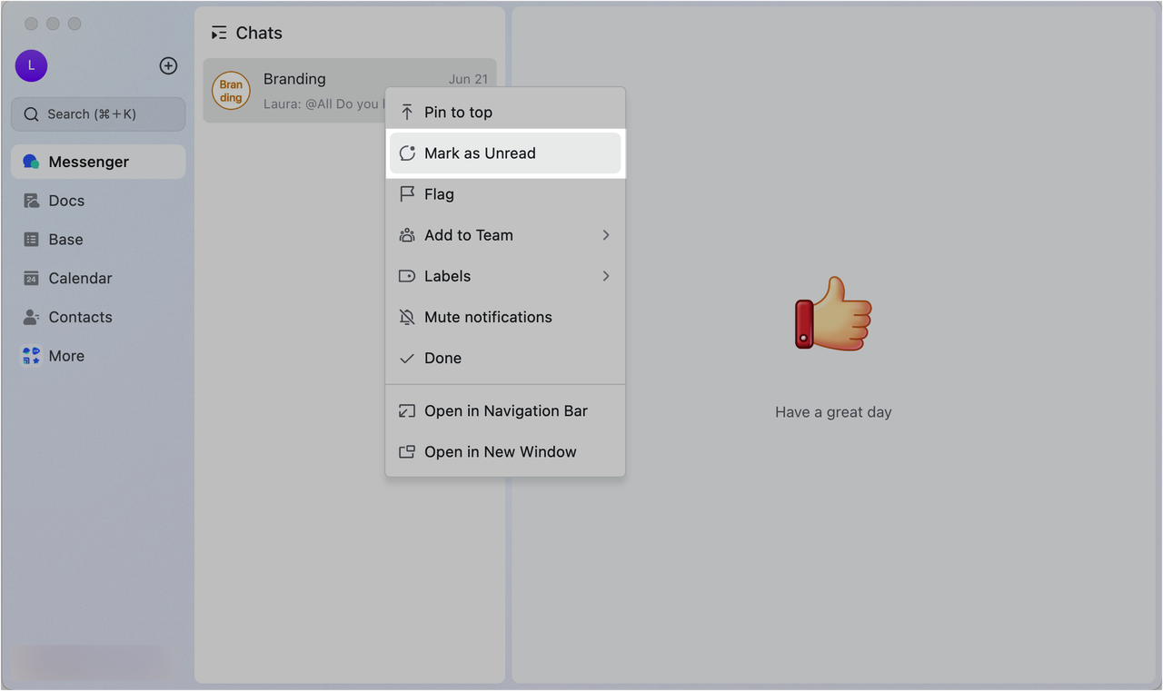 V7.22 Mark chats as unread, so you remember to check them later!