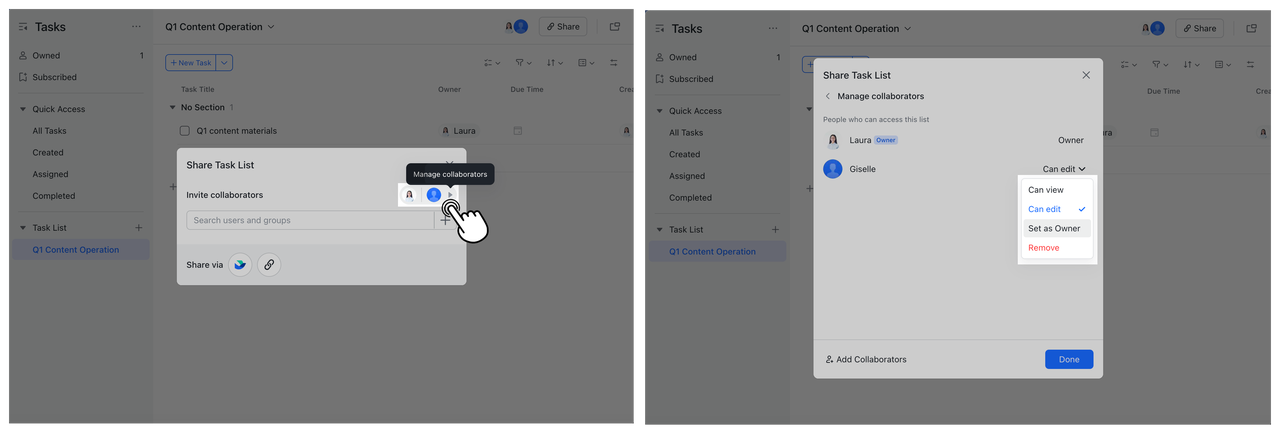 Create, share, and manage task lists