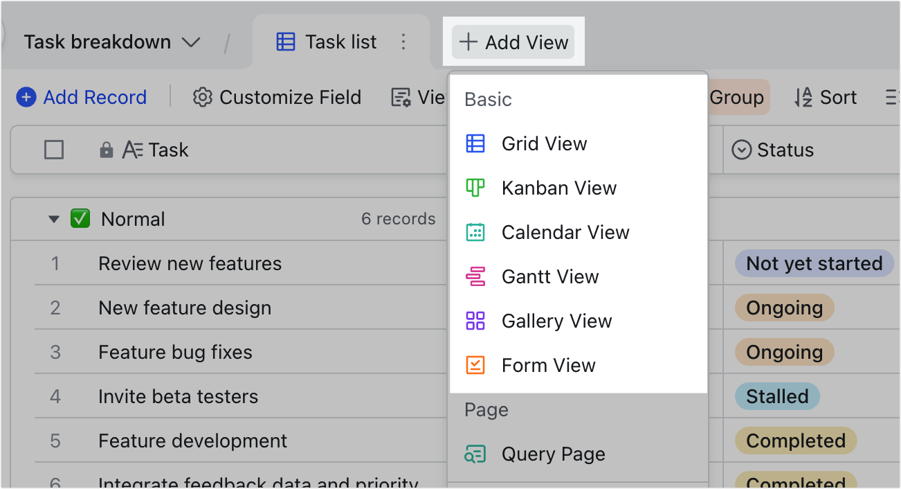 Use views in Base