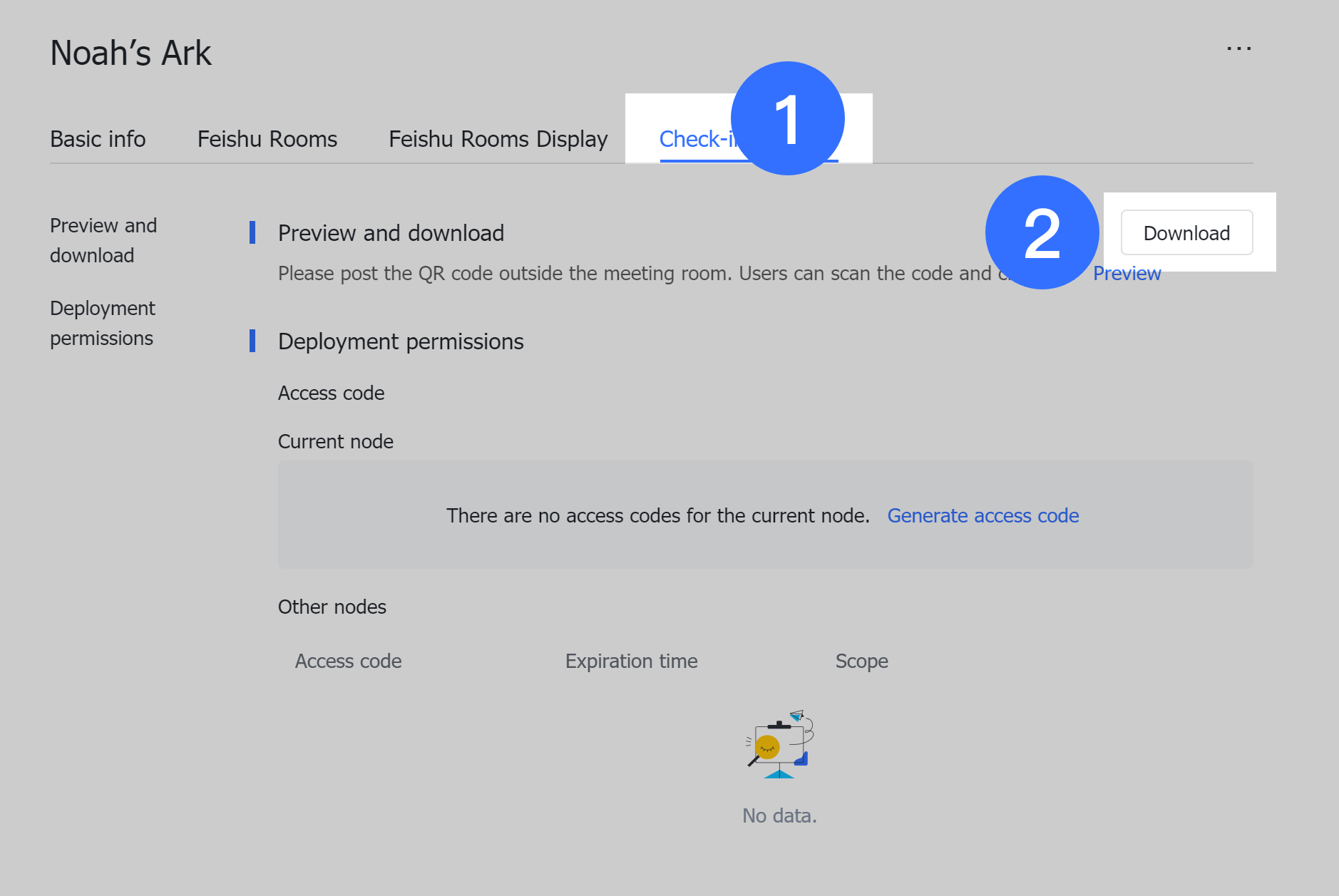Set QR code check-in for meeting rooms
