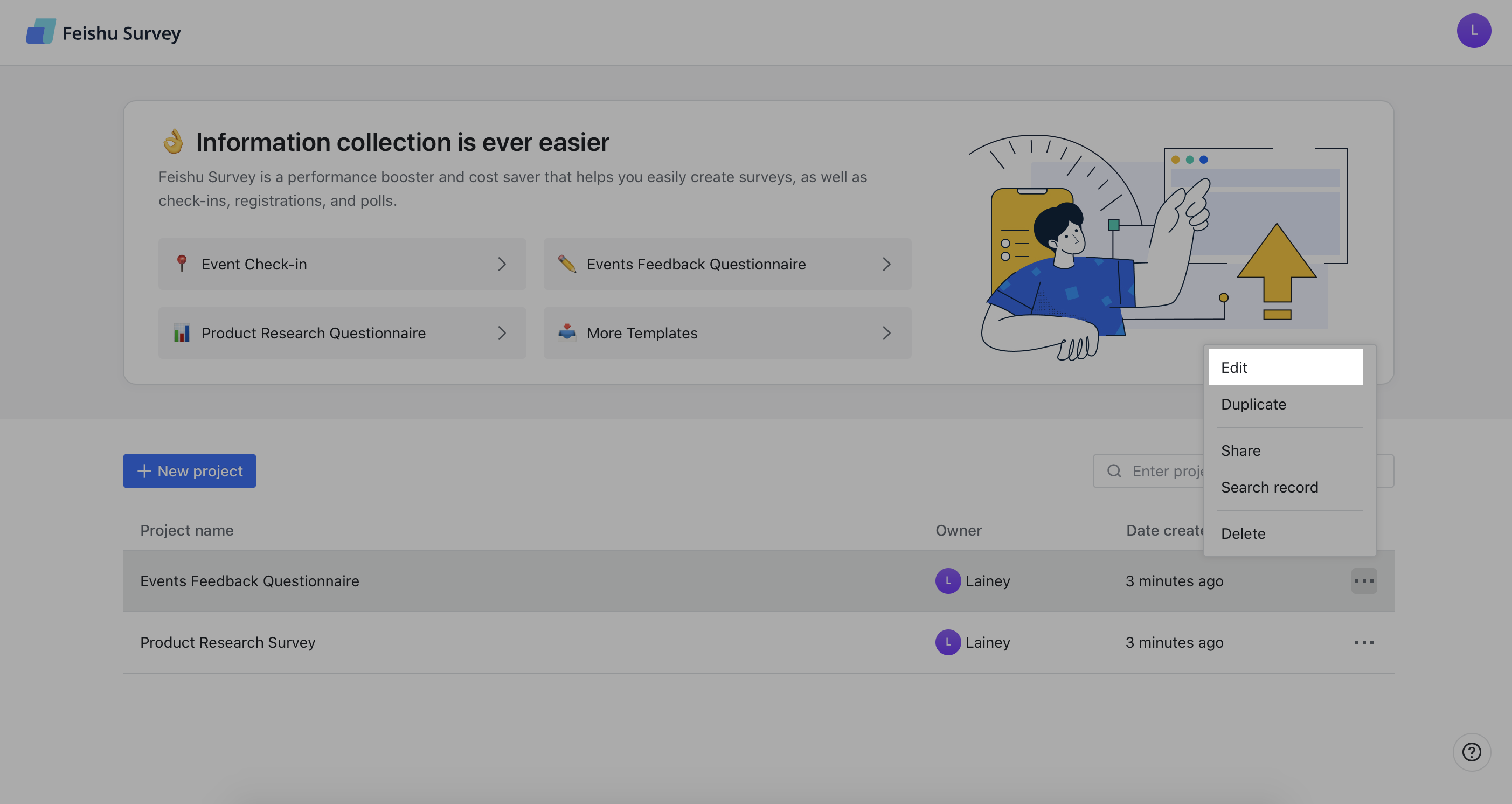 Manage Projects with Feishu Survey