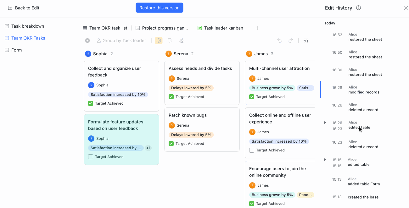 View edit history in Base