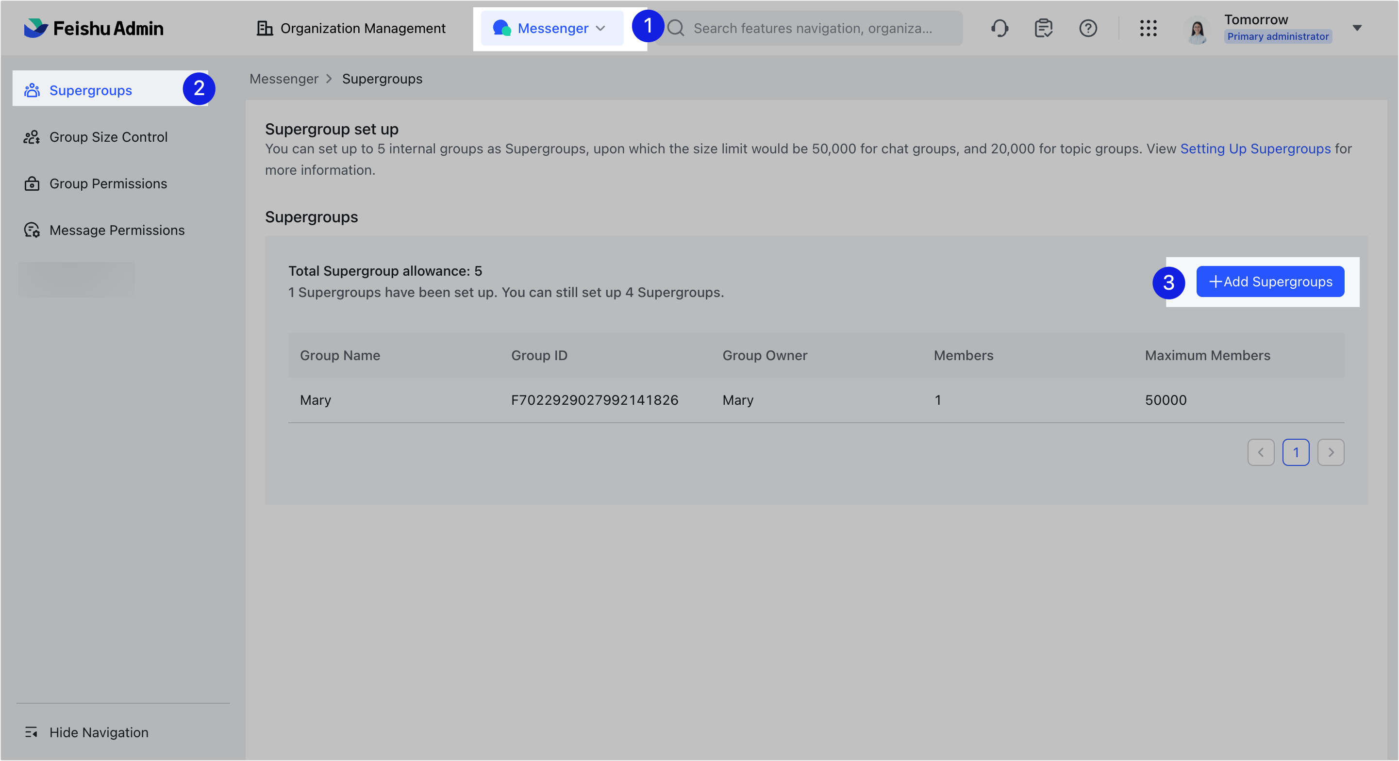 Admin | Create a supergroup