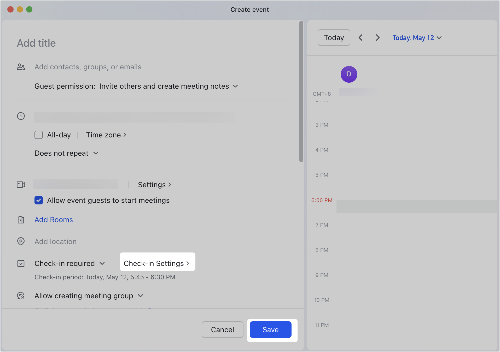 Use check-in for events