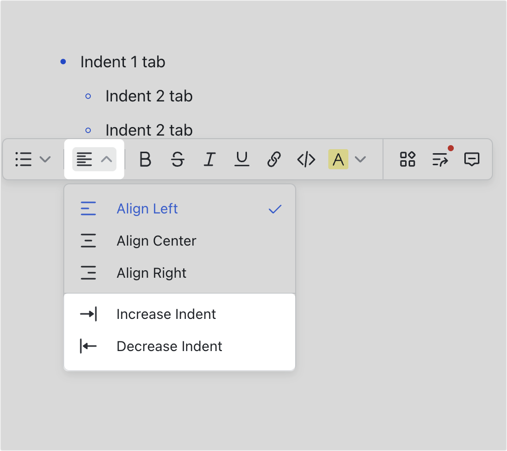 Indent and align content in Docs