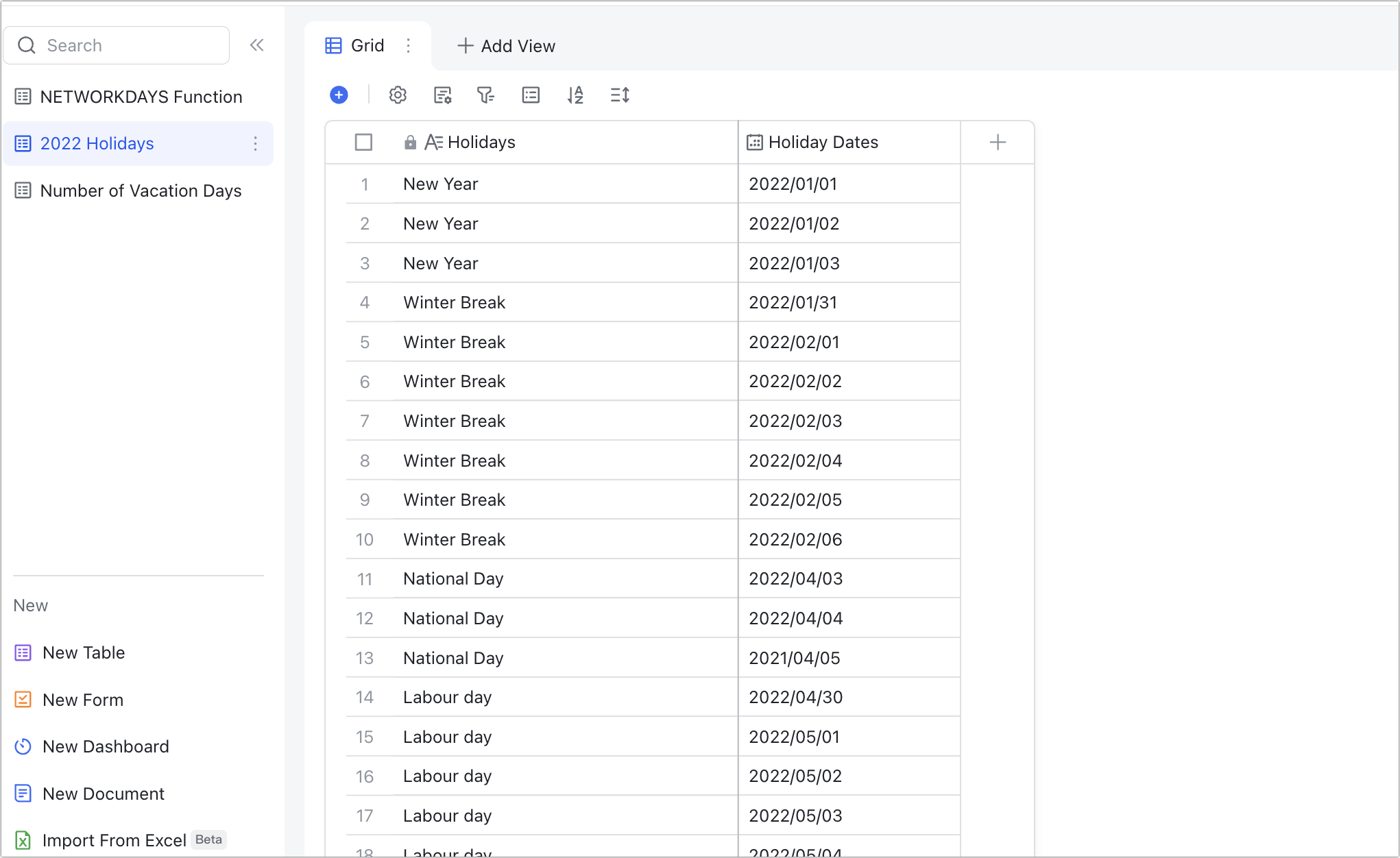 Use the NETWORKDAYS function for Base