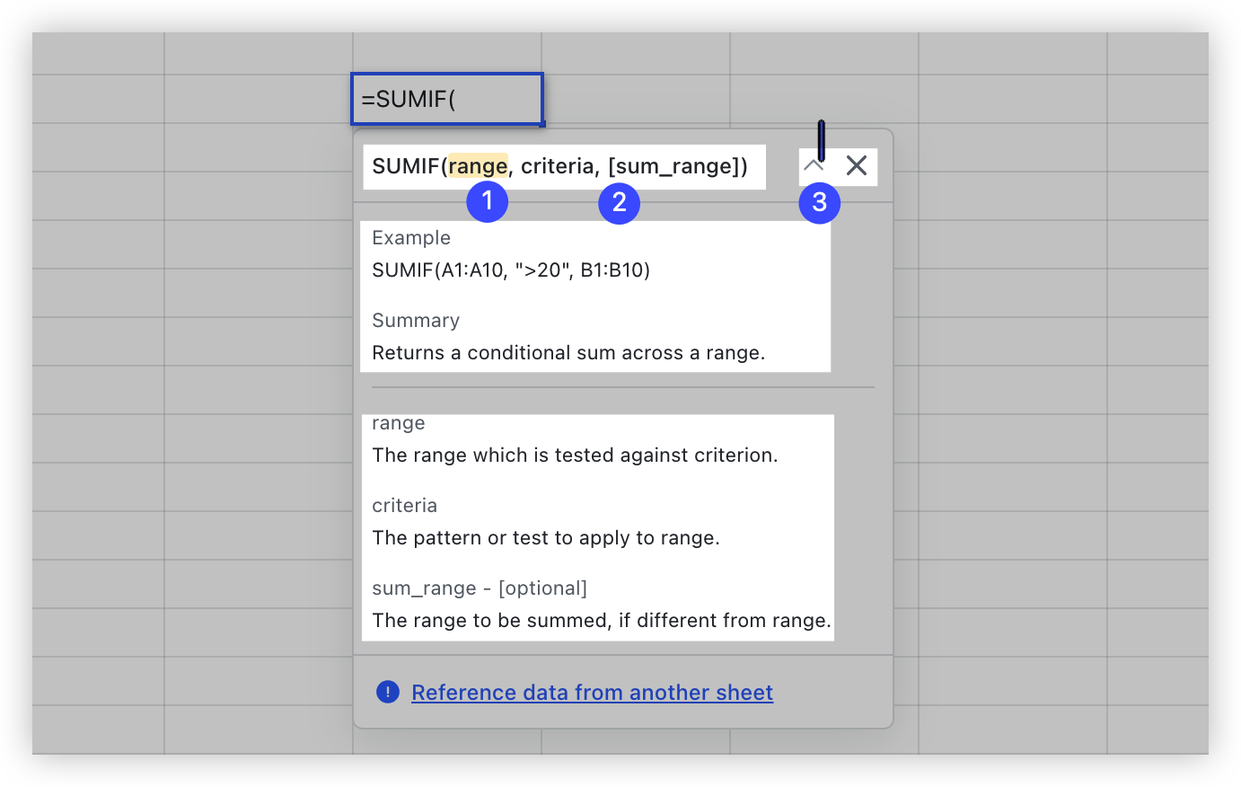 Use functions in Sheets