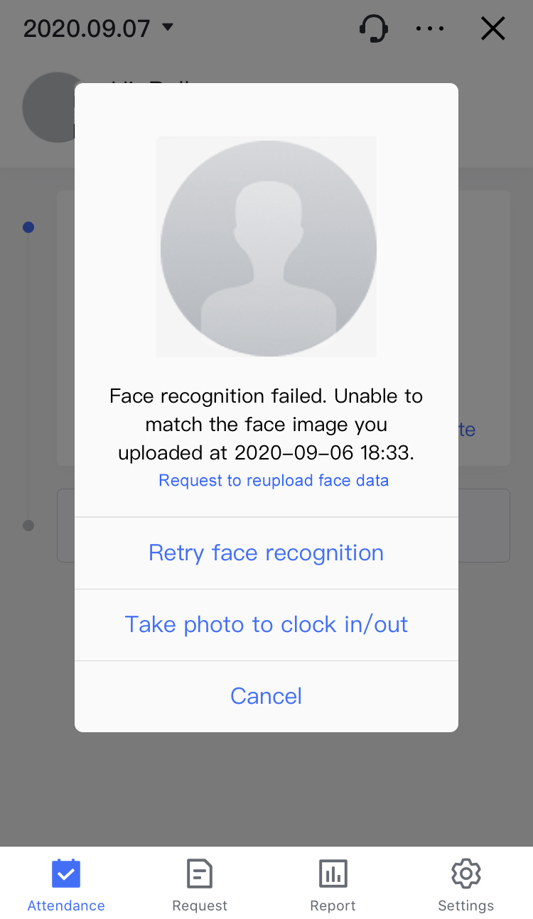 Clock in/out instructions | Use face recognition