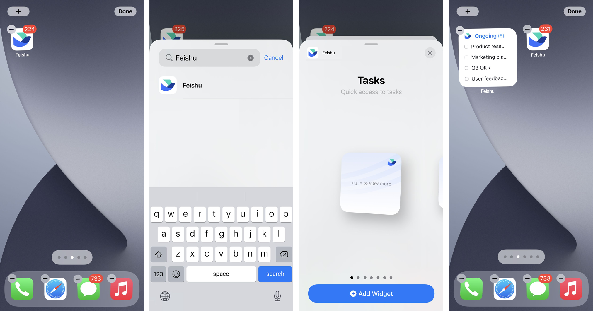 Use the Tasks widget on a mobile device