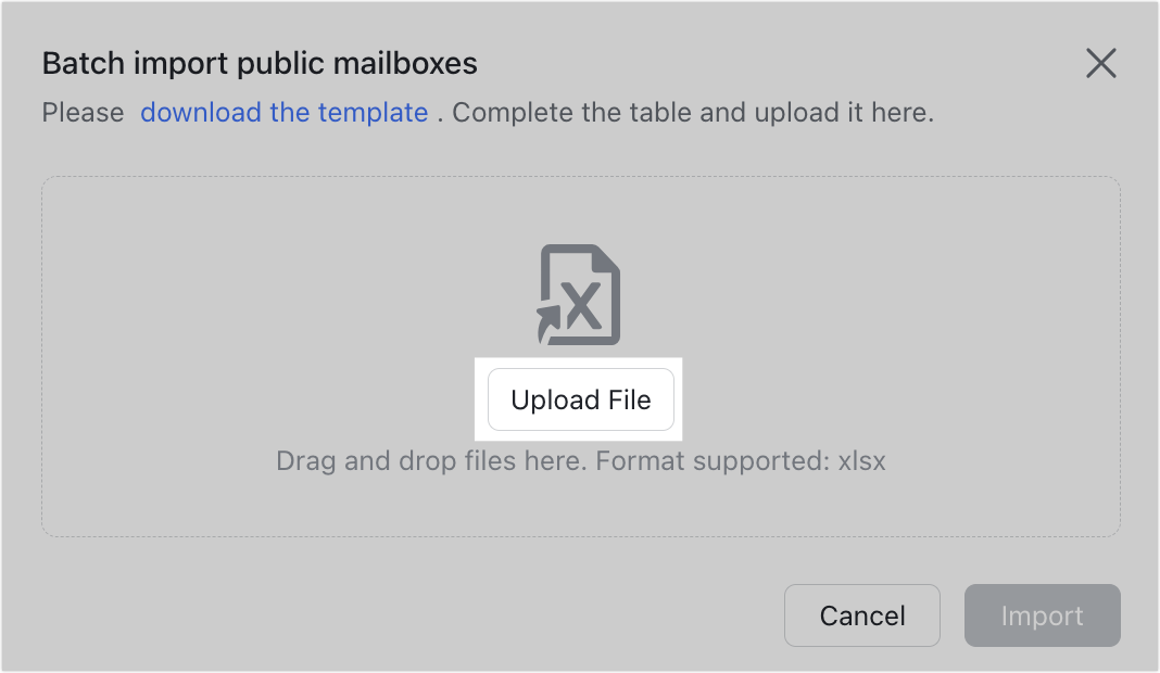 Admin | Batch import or export public mailboxes