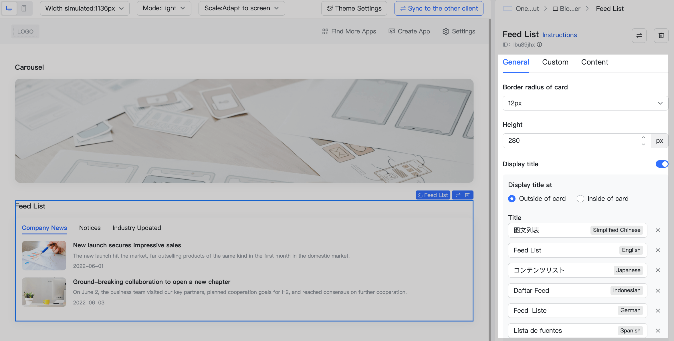 Use the Feed List block