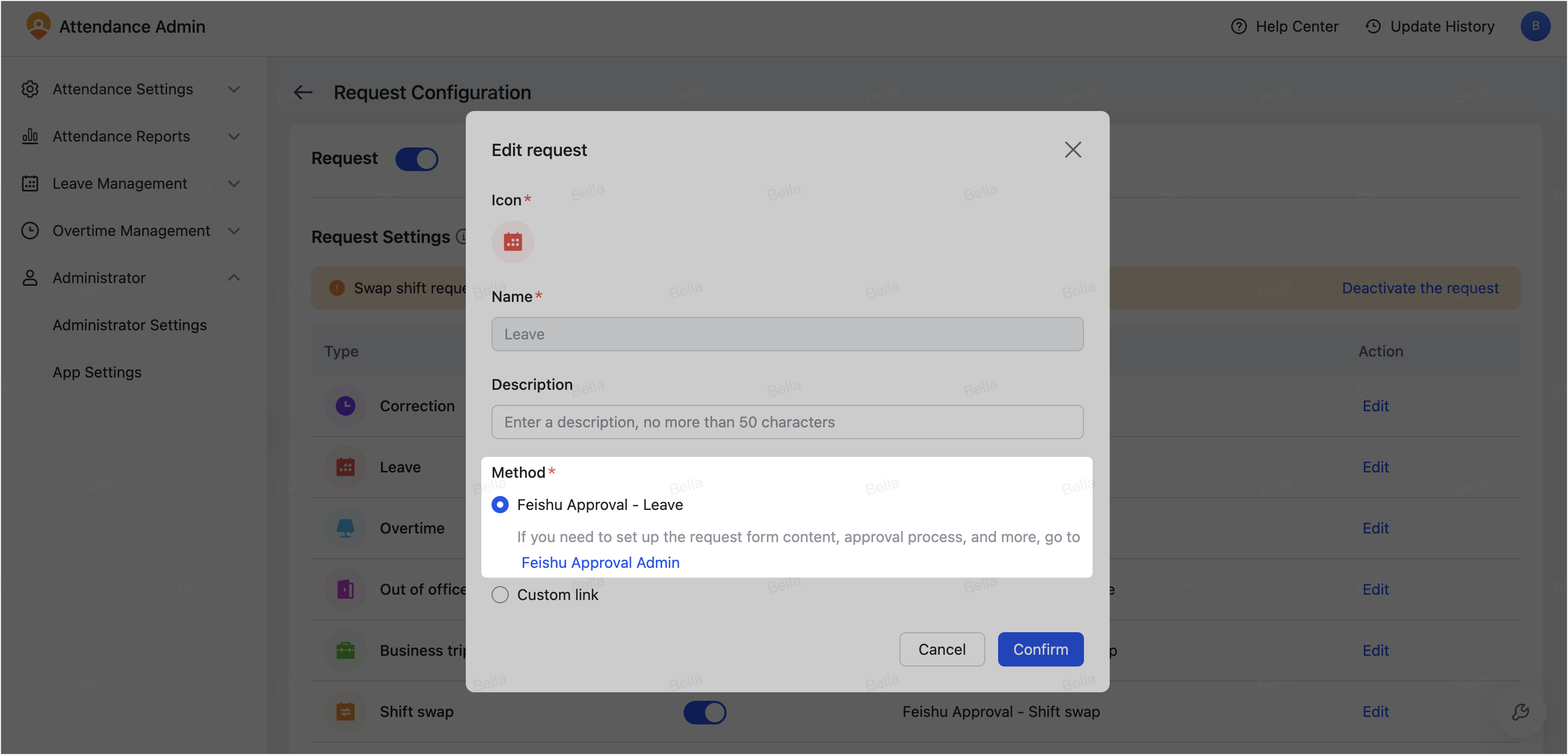 Admin | Configure leave type and rules
