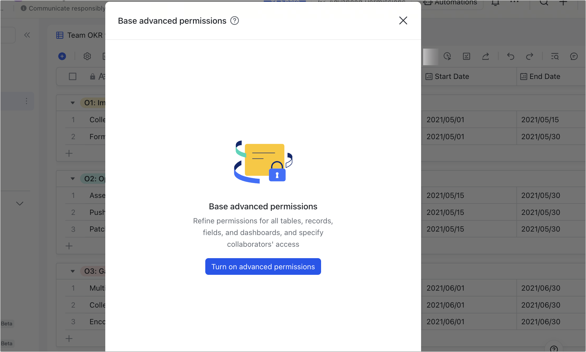 Use advanced permissions in Base