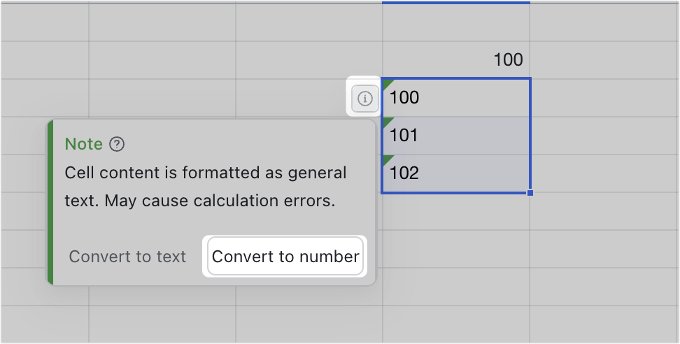 Green triangles in cells of Sheets FAQs