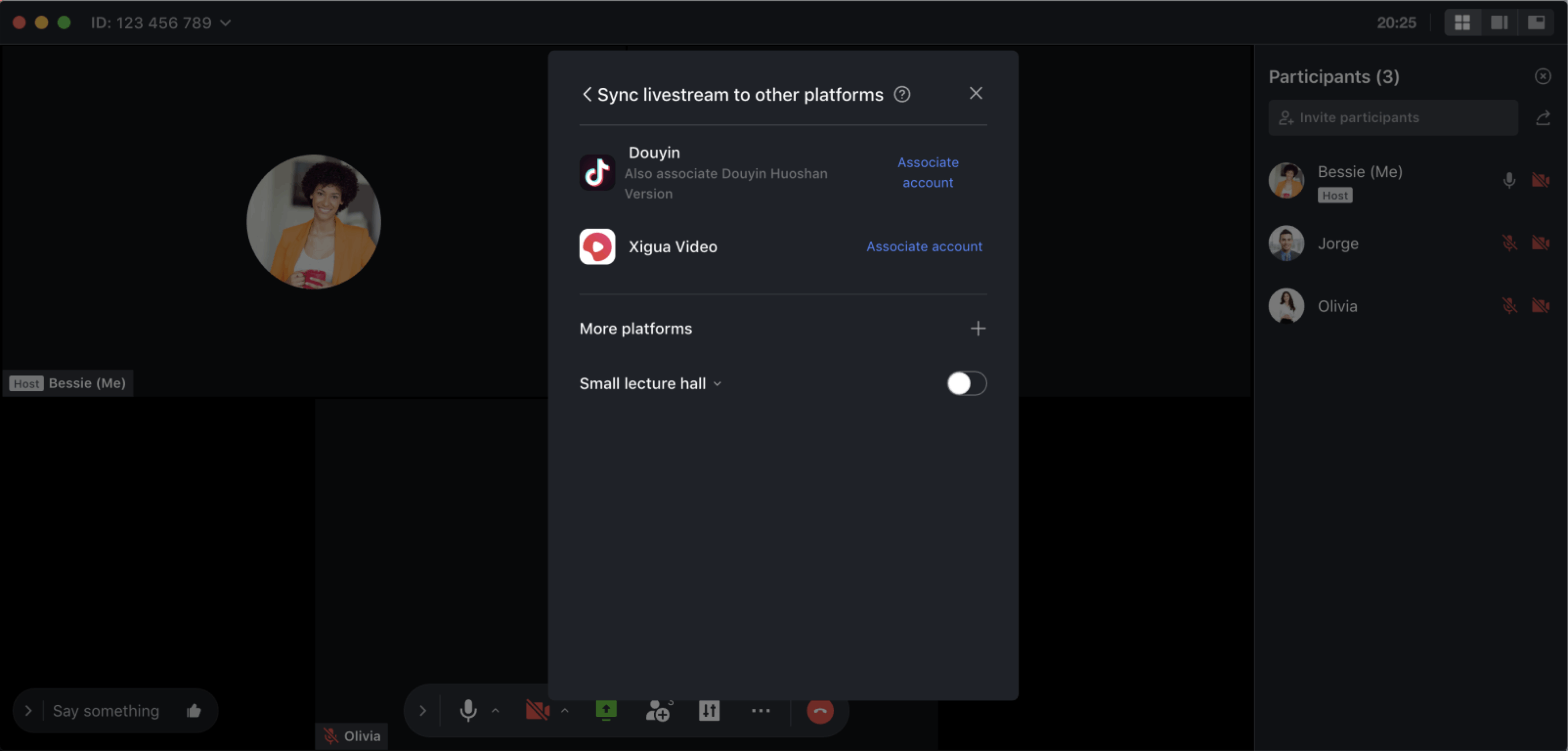 Livestream a call or meeting