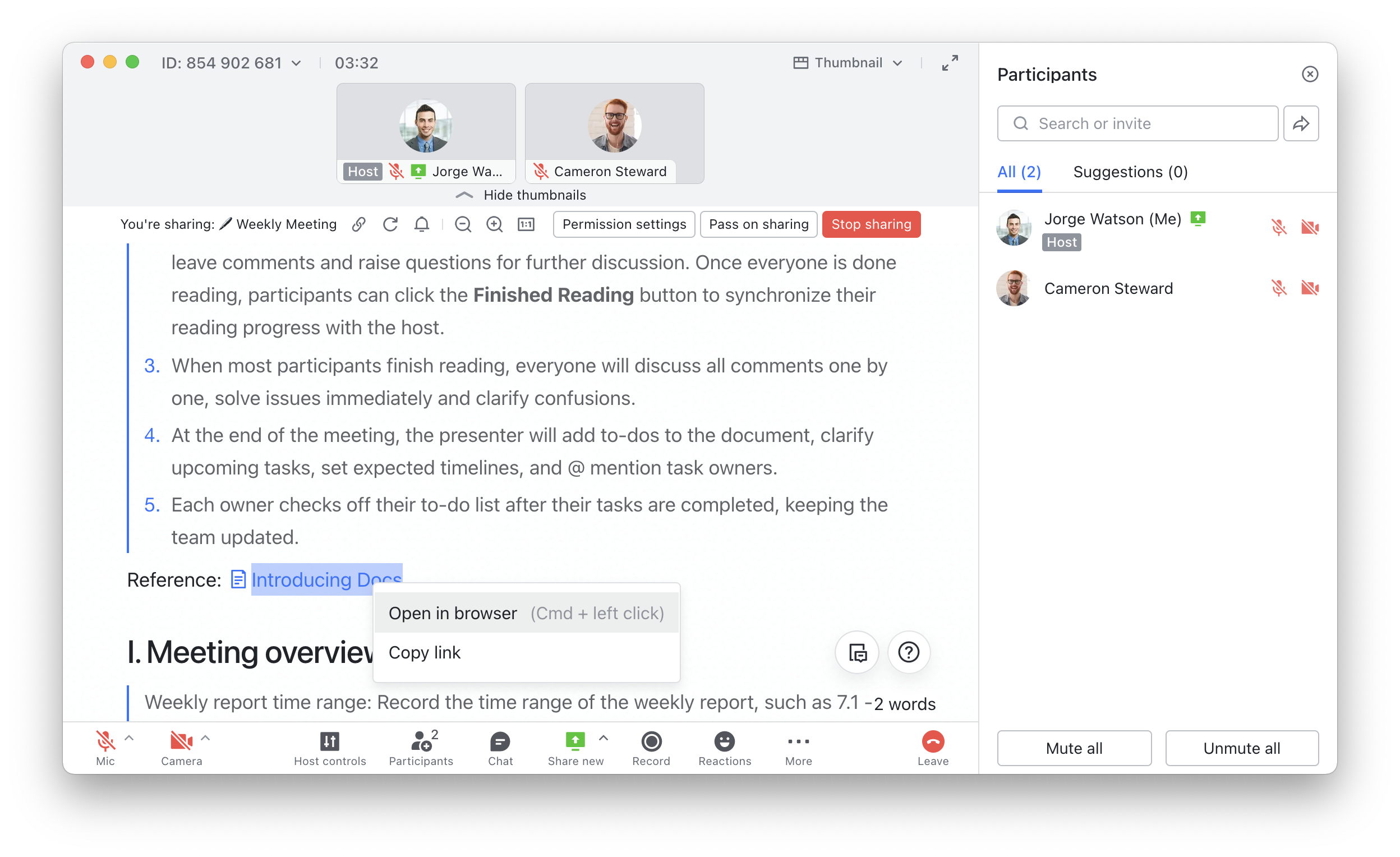 Meetings feature updates