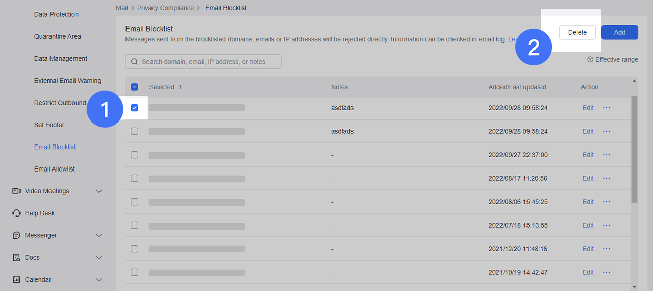 Use the email blocklist function