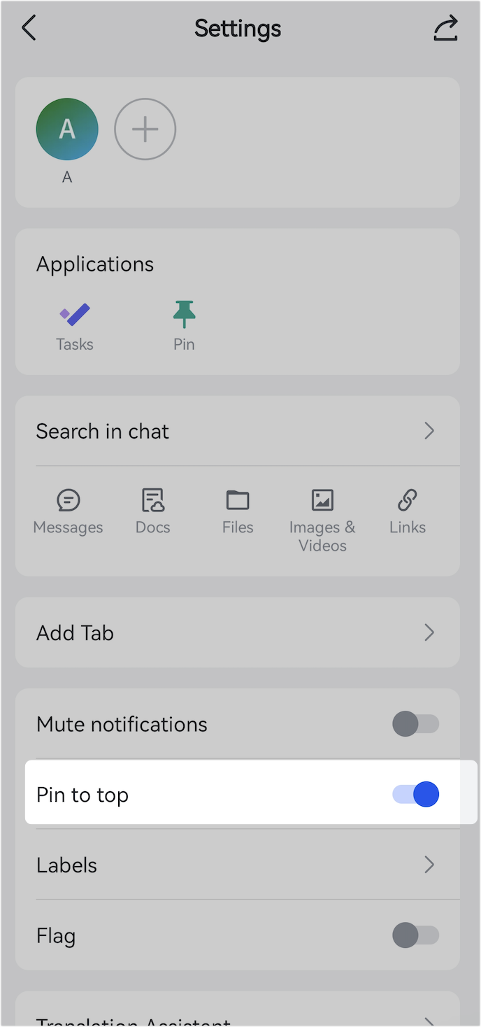 Pin a chat to the top