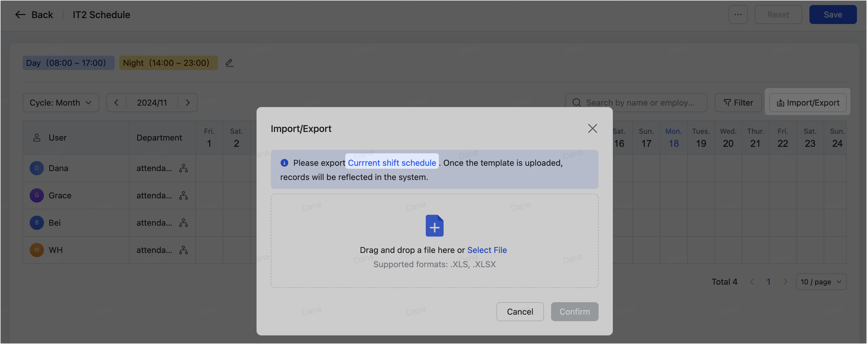 Admin | Set scheduled shift