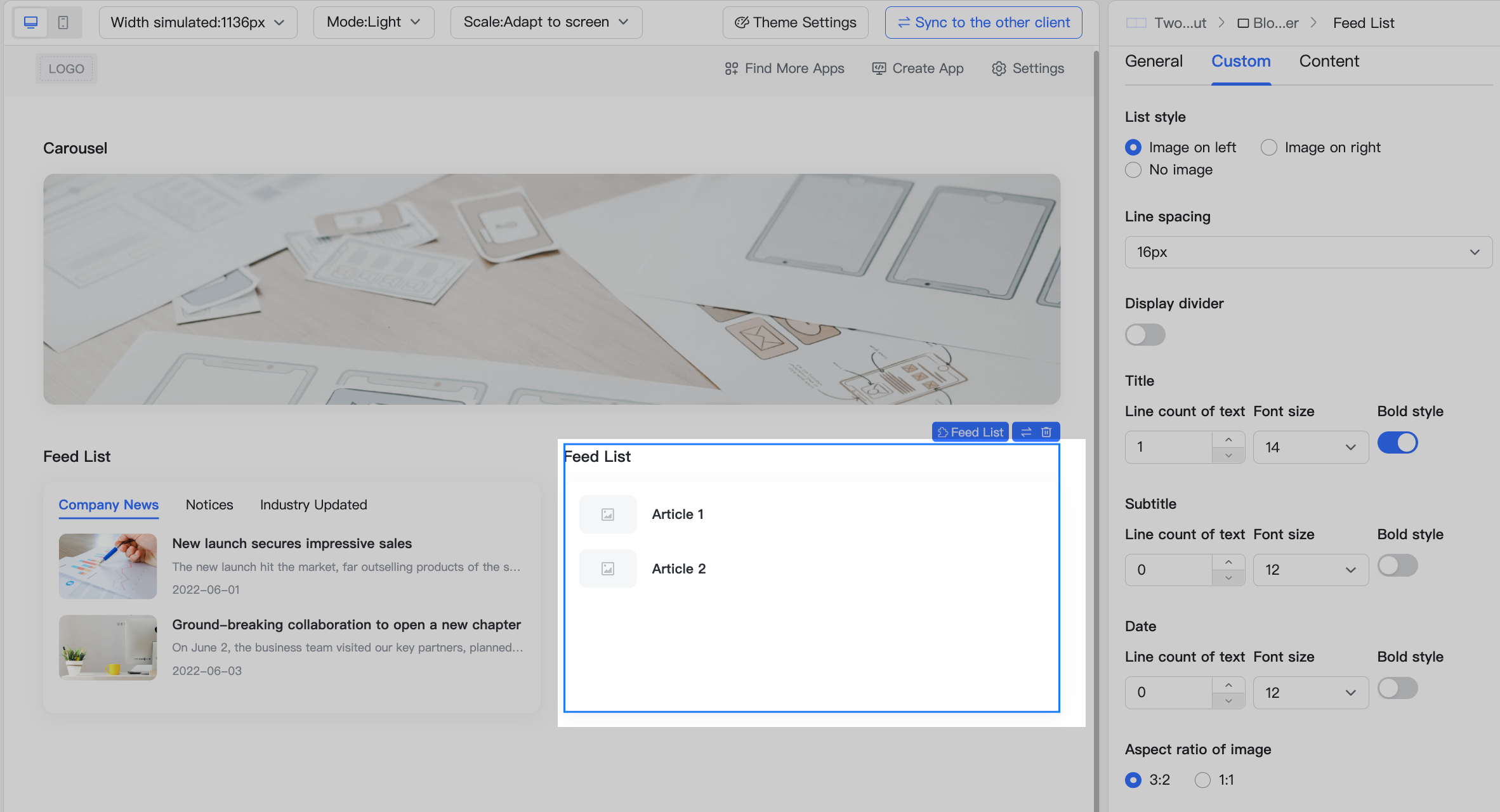 Use the Feed List block