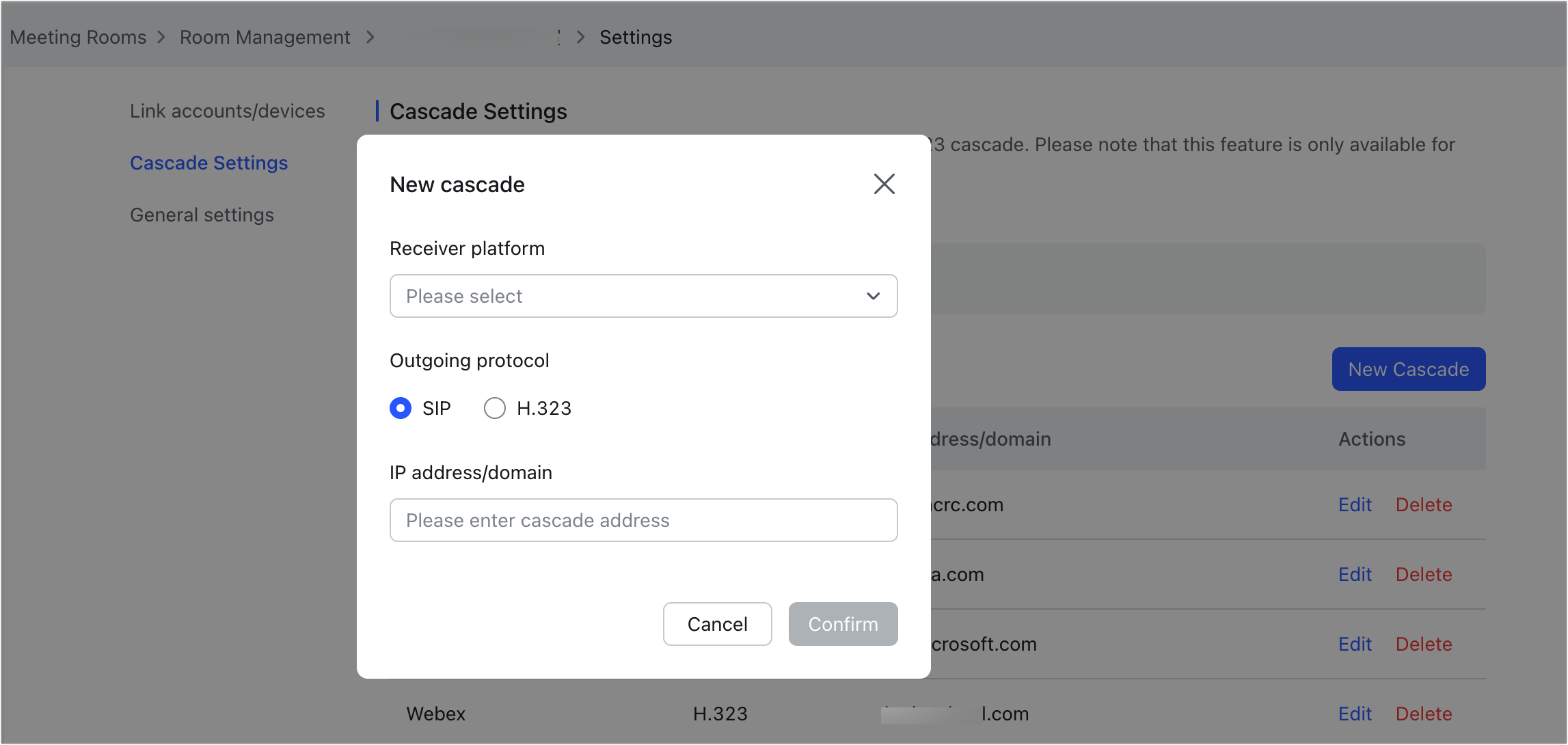 Admin | Set up Meeting Room cascades