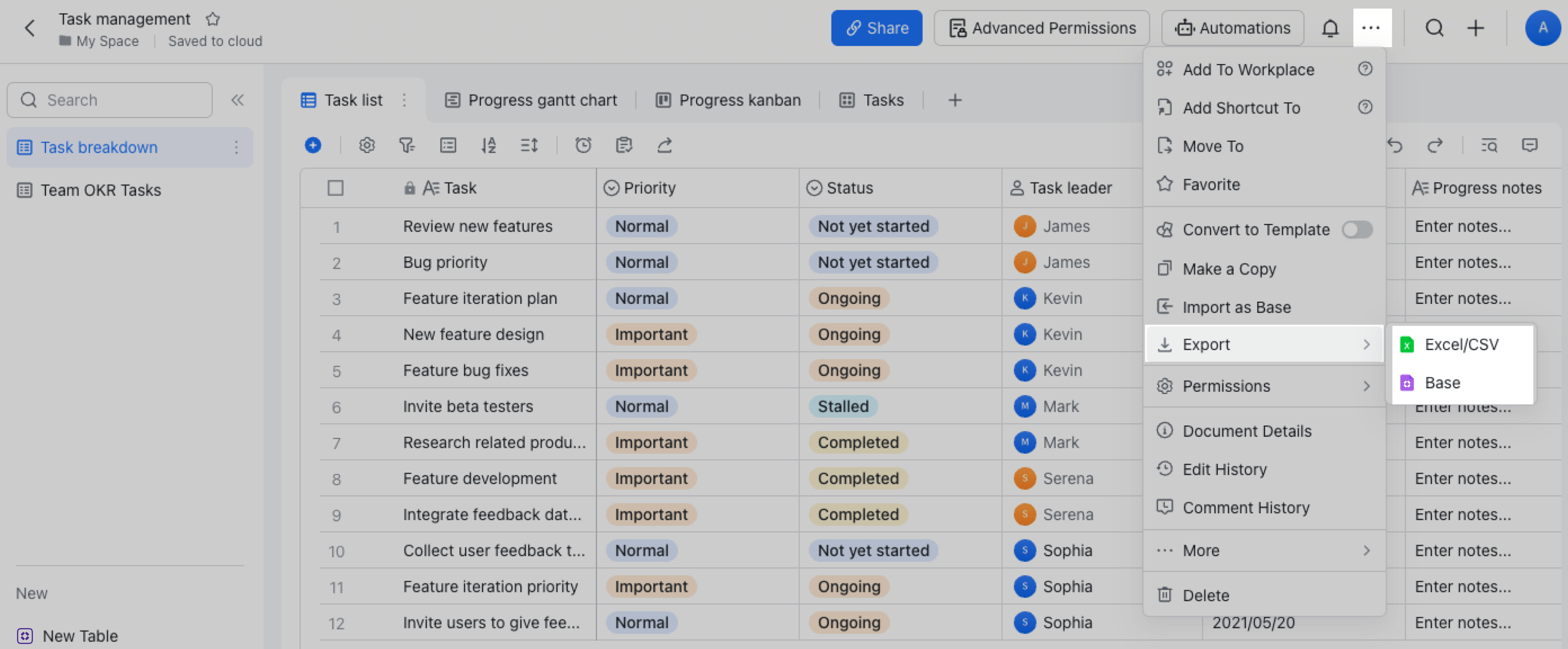 Download documents and folders to your device