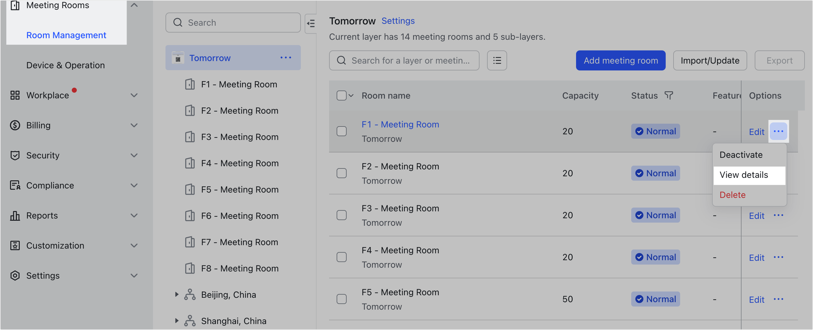Admin | Set up on-site services for meeting rooms