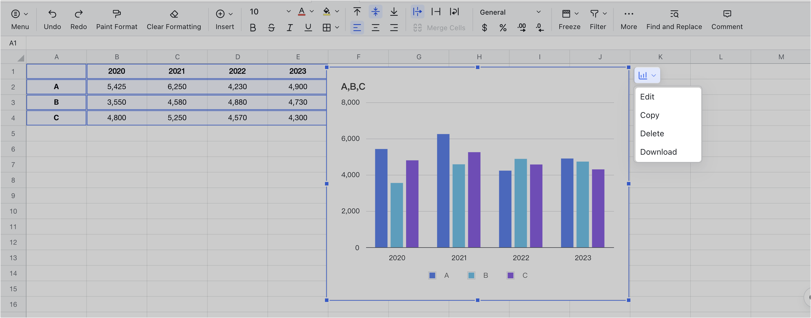 Use column charts in Sheets