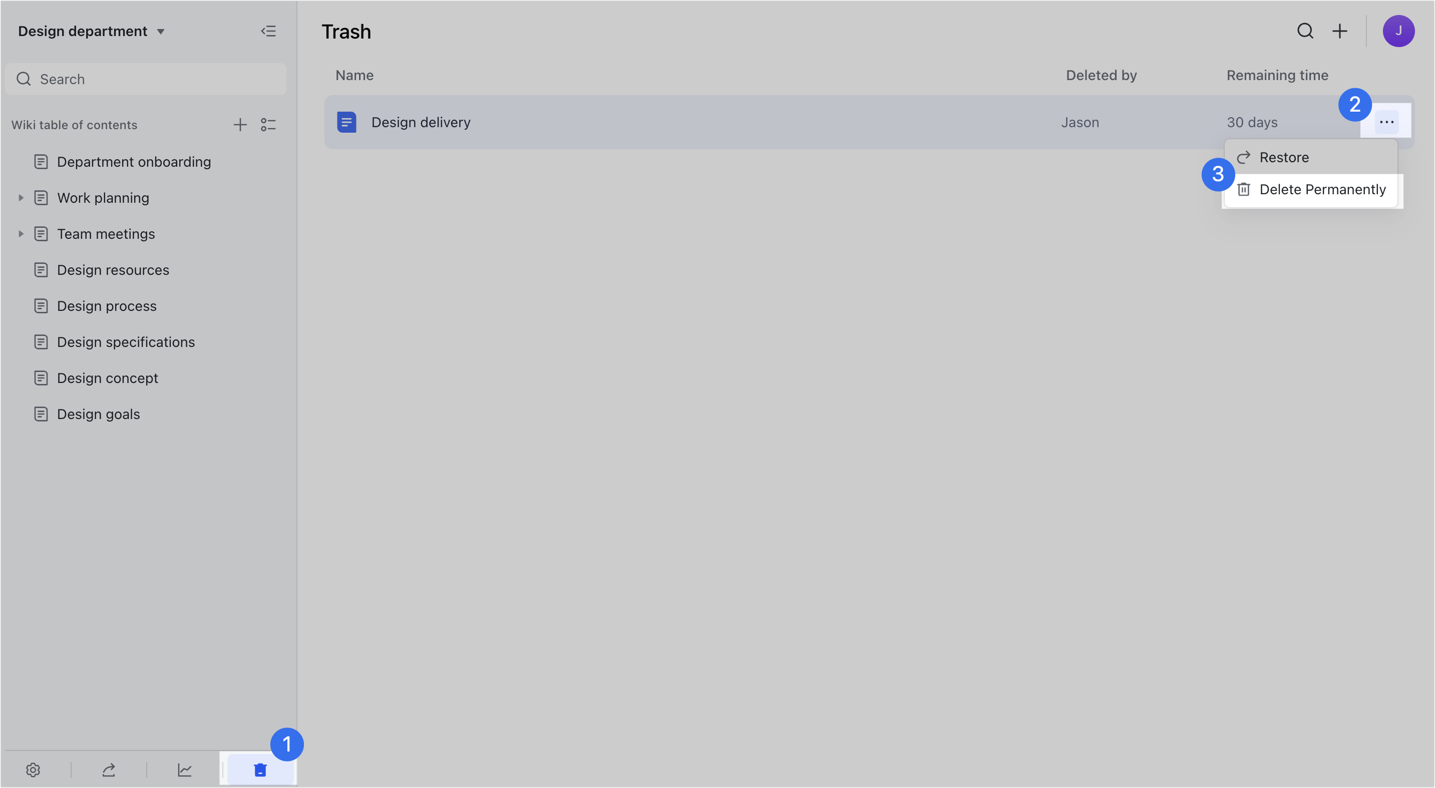 Delete and restore wiki space pages