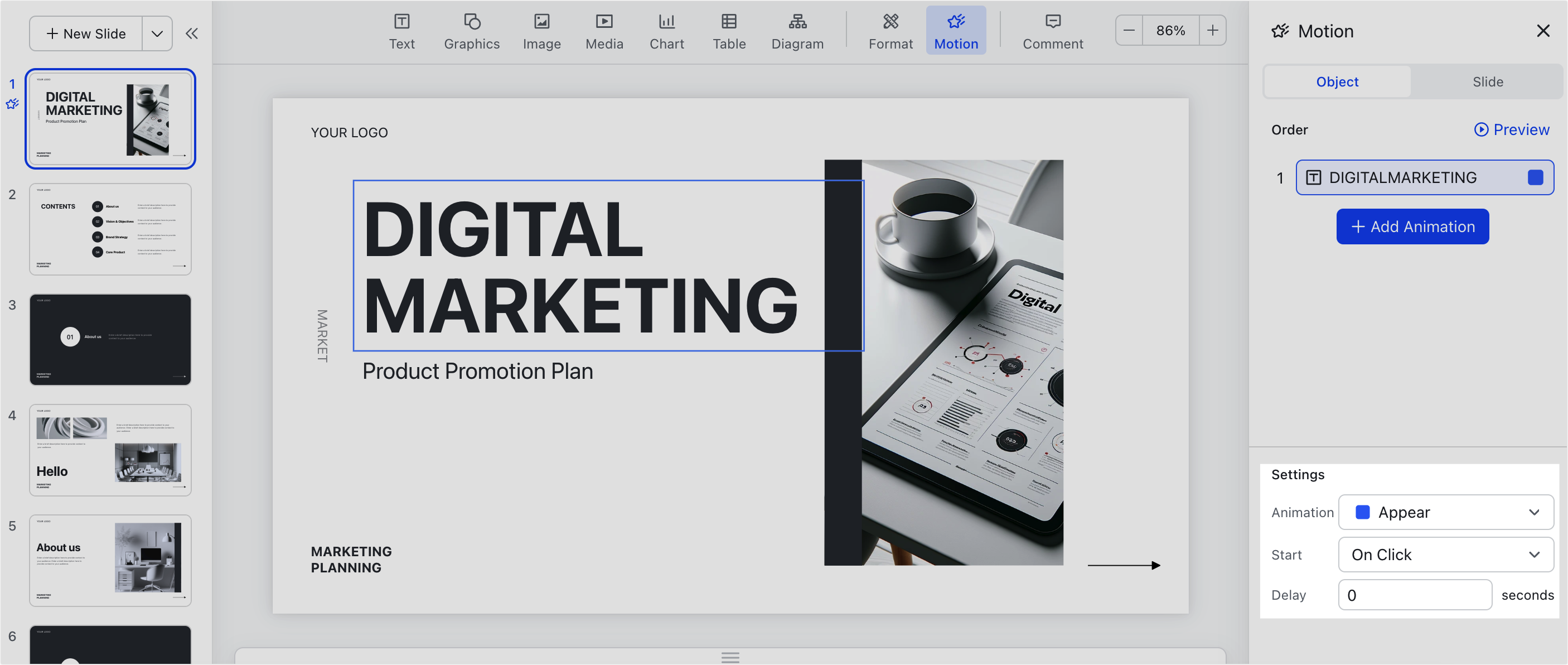 Use animations in Slides
