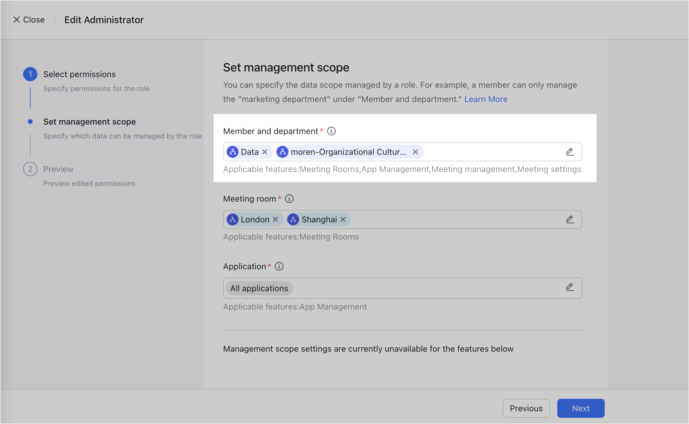 Admin | Set up meeting room management permissions