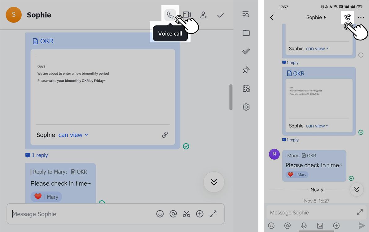 How to make a phone call in Messenger?