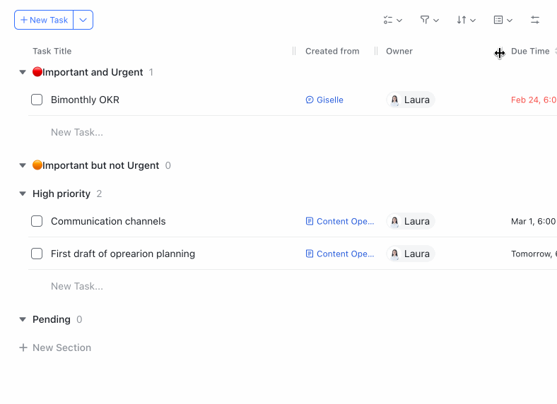 Use the multifunction toolbar in Tasks