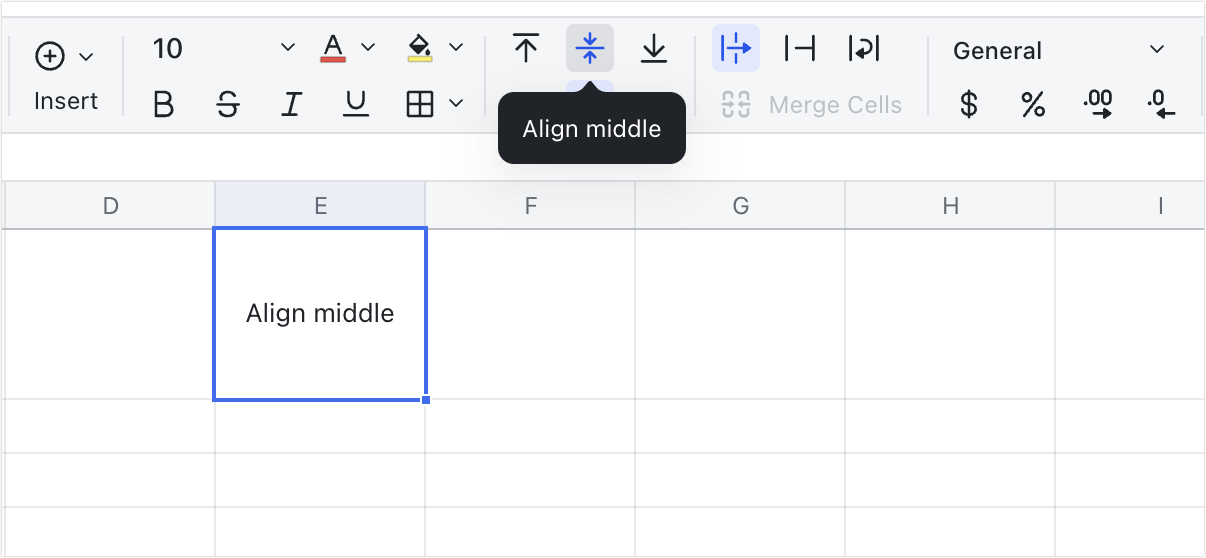 Align text in Sheets