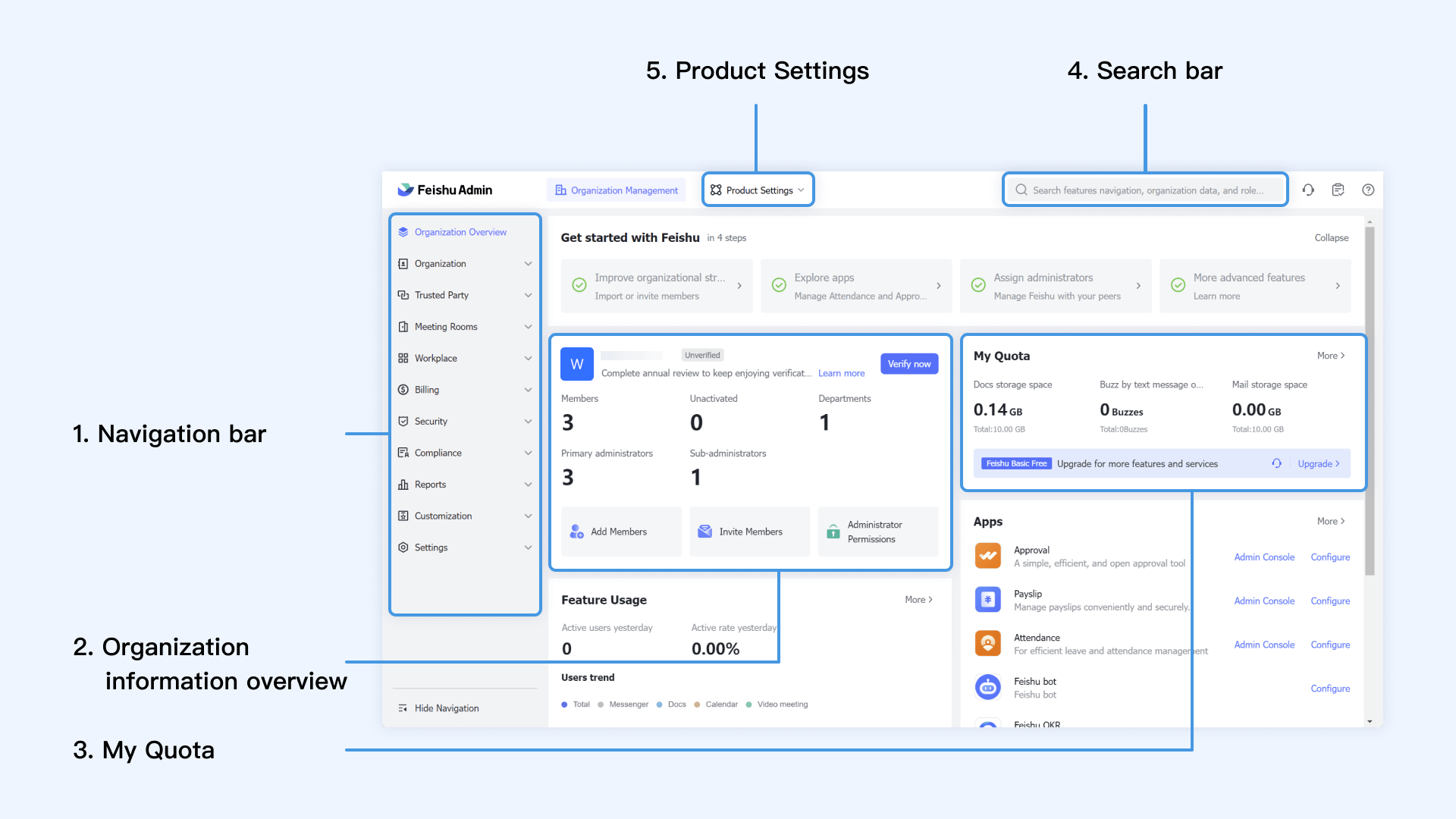 Step 2: Get to know the Feishu Admin Console