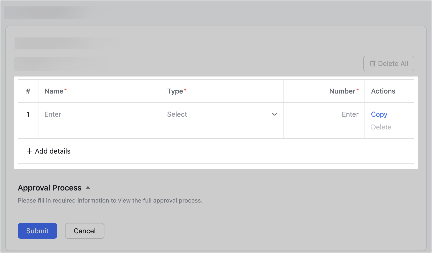 Paste content into tables in approvals
