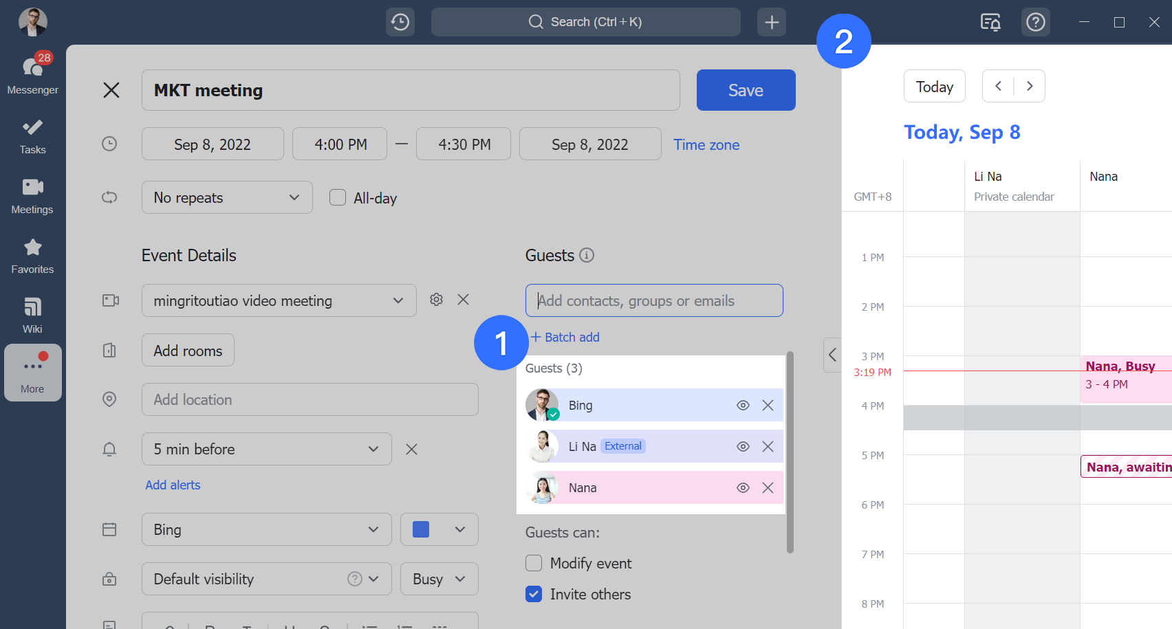 View the availability of members of trusted parties