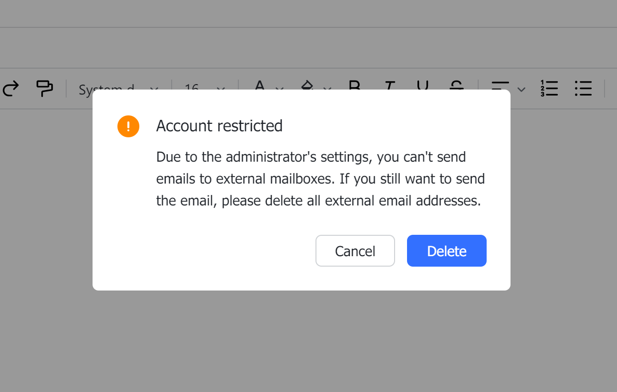 Restrict outgoing emails
