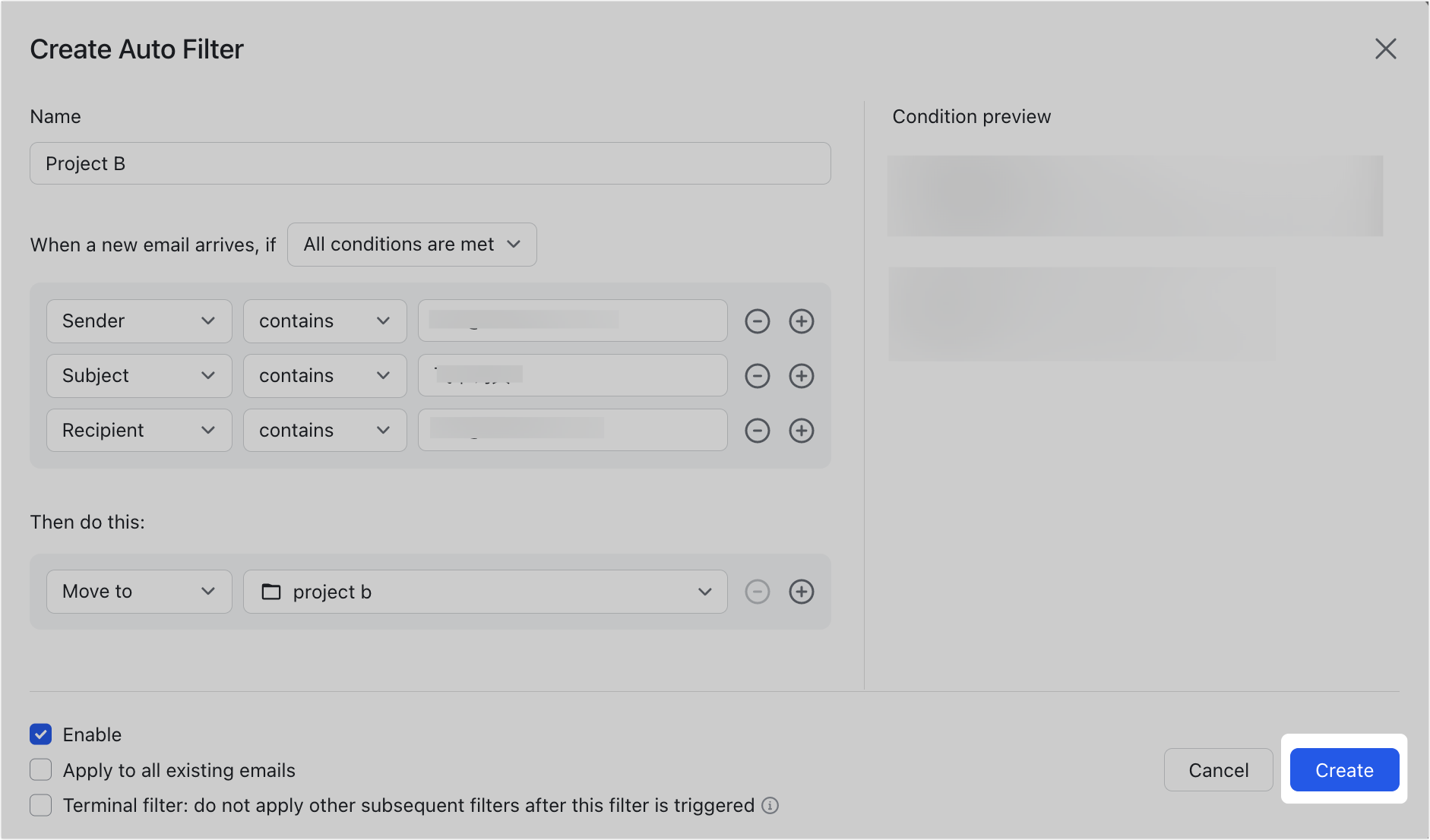 Create and manage auto filters