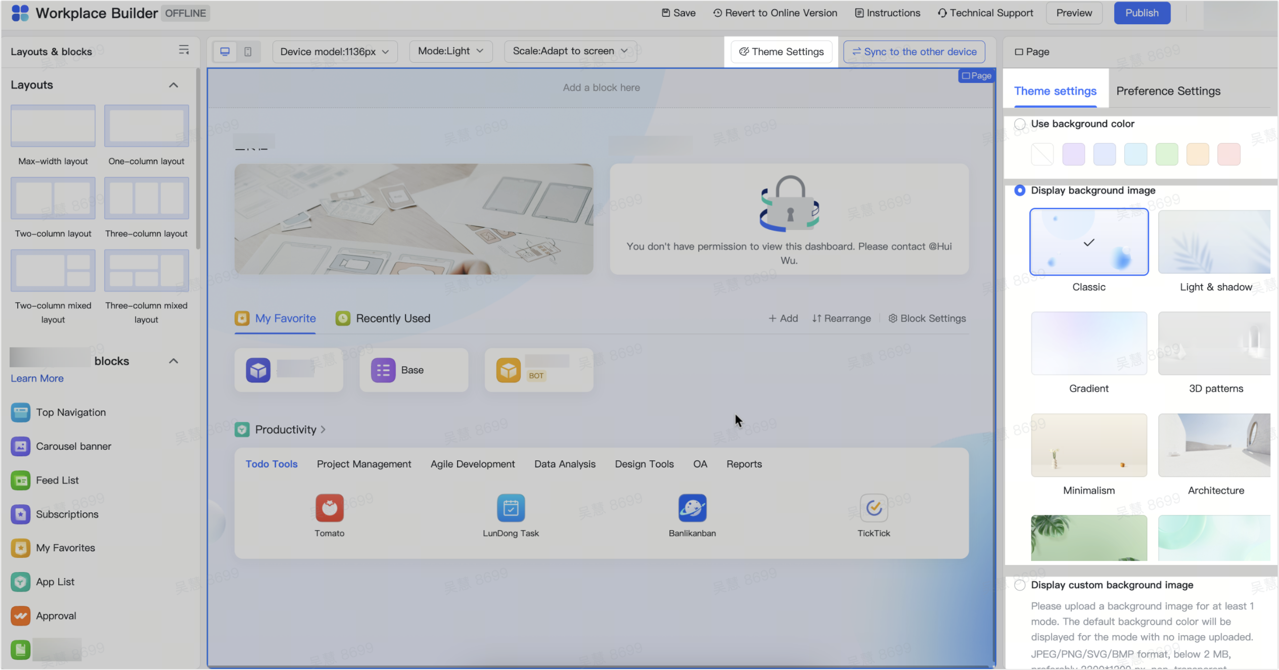 Edit a custom workplace