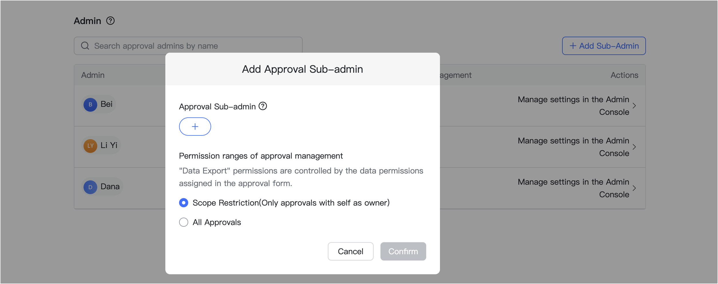 Admin | Set up Approval administrators