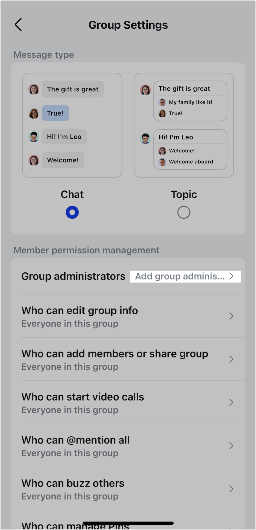Manage group administrators