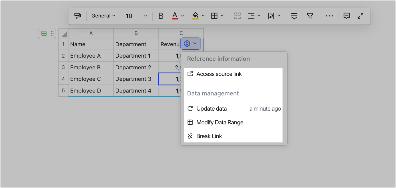 Reference data from Sheets in Docs