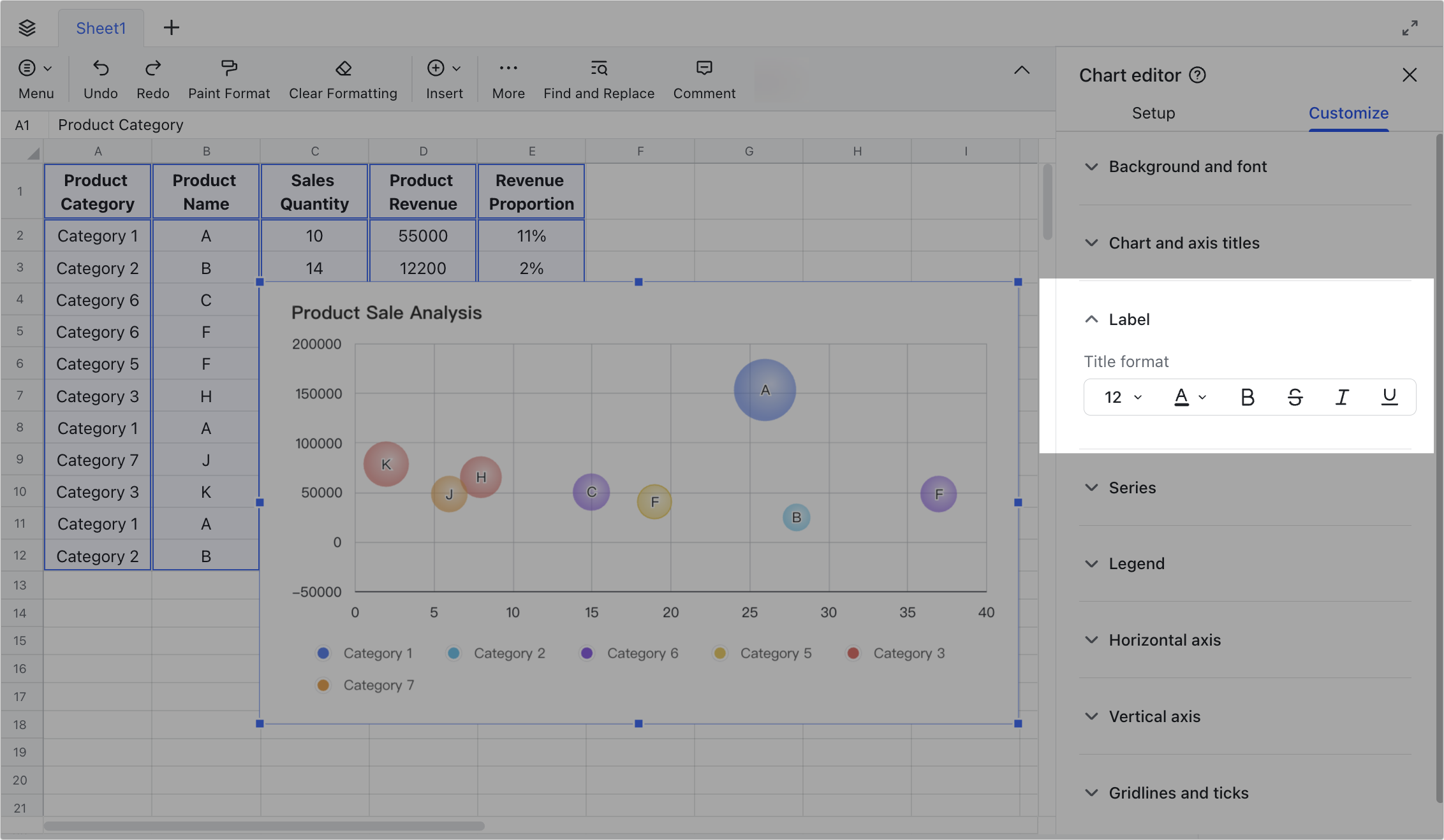 Use bubble charts in Sheets