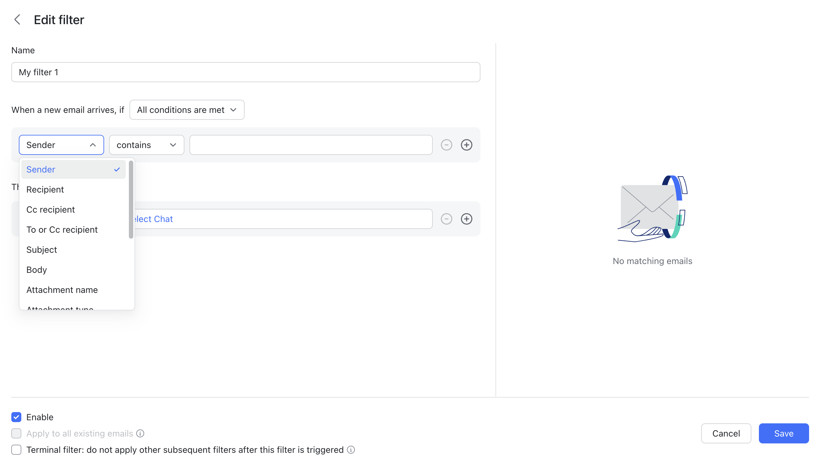 Automatically share emails to chats Automatically share emails to chats