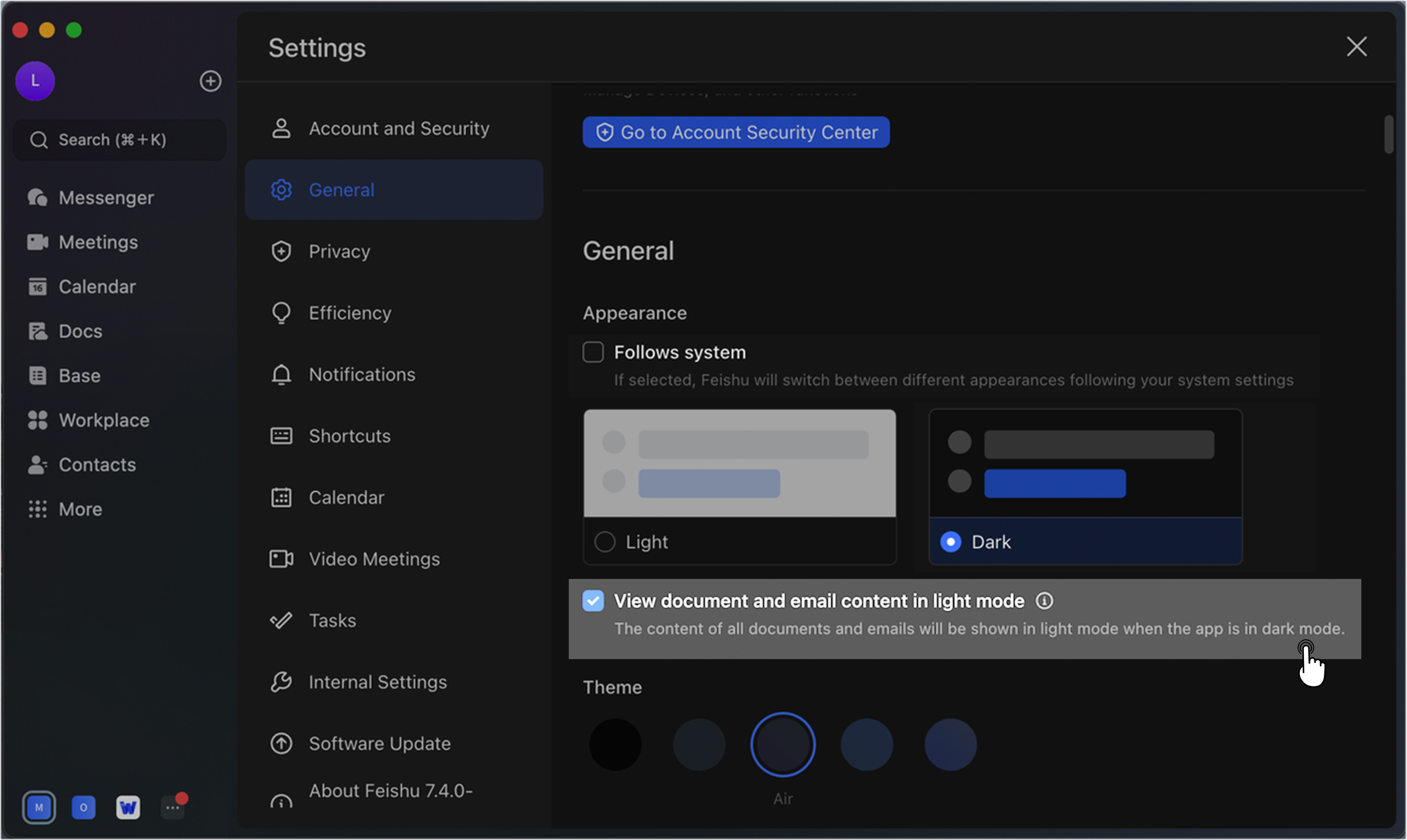 Change appearance and themes