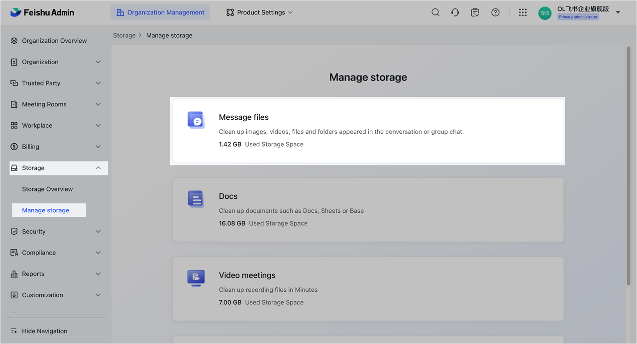 Free up personal storage space